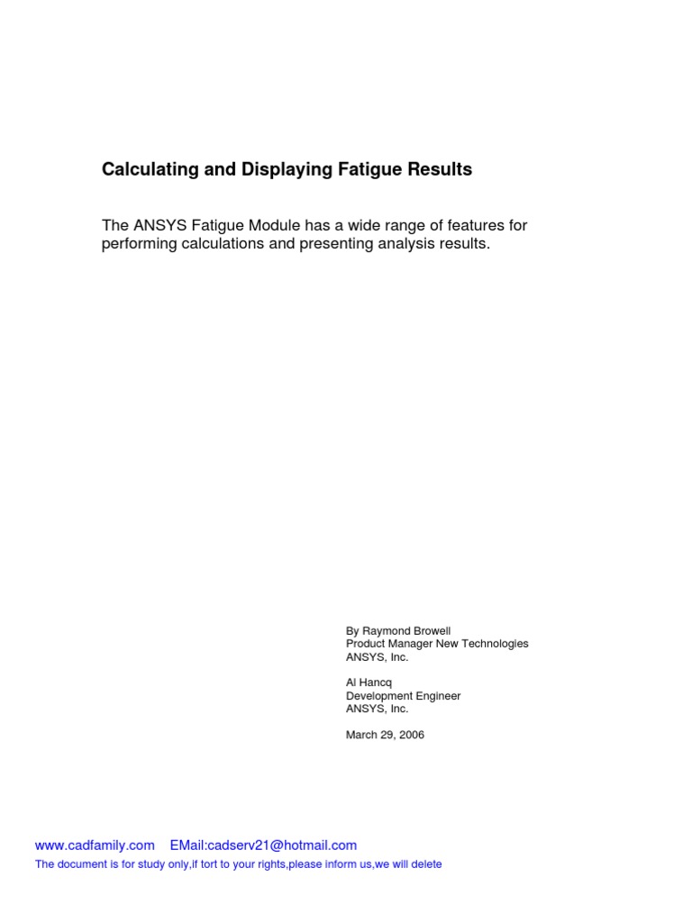 ANSYS Fatigue Analysis Overview | PDF | Fatigue (Material) | Fracture ...
