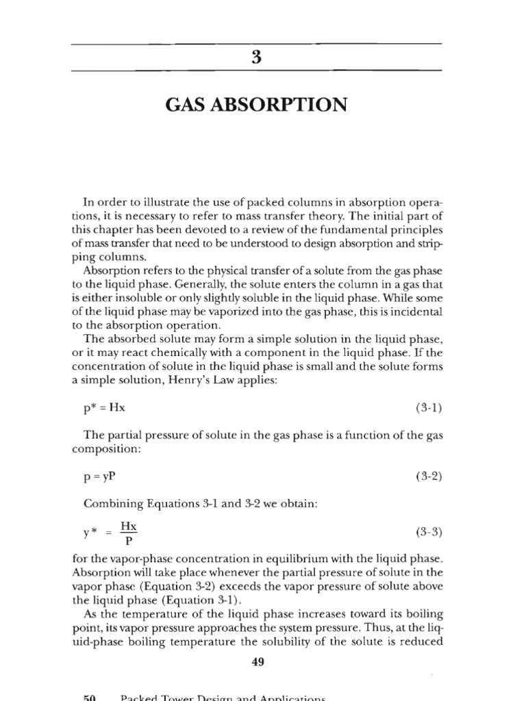 Packed Column Gas Absorption Principles | PDF | Phase (Matter) | Solubility