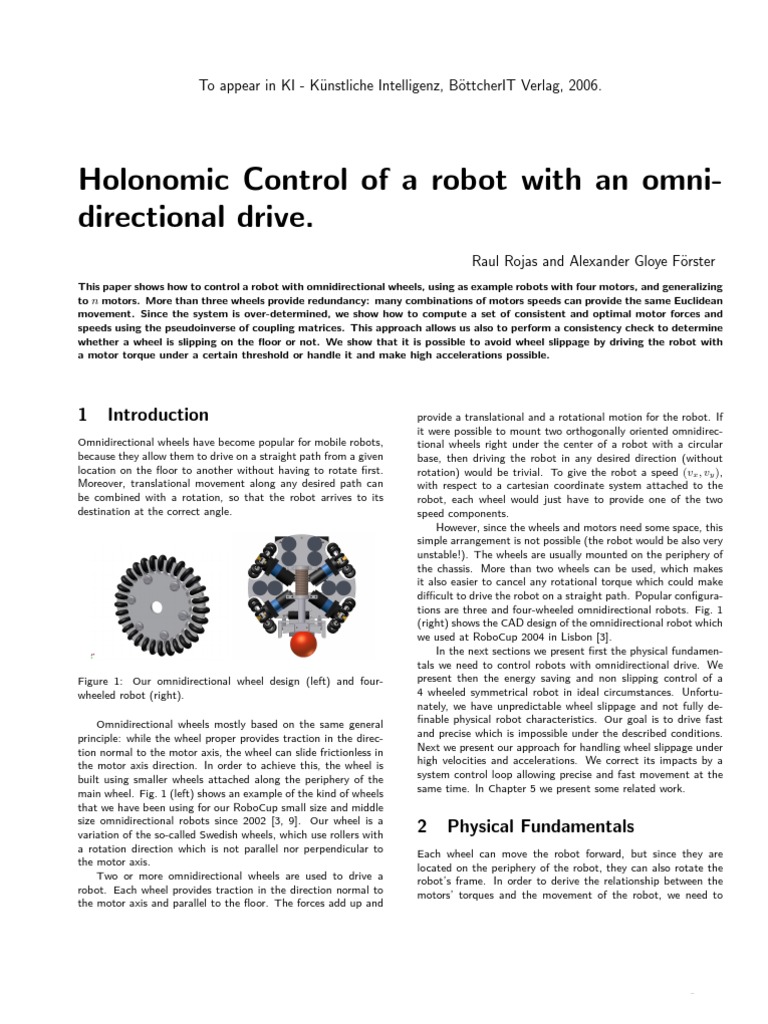 Holonomic Control of A Robot With An Omni-Directional Drive | PDF ...
