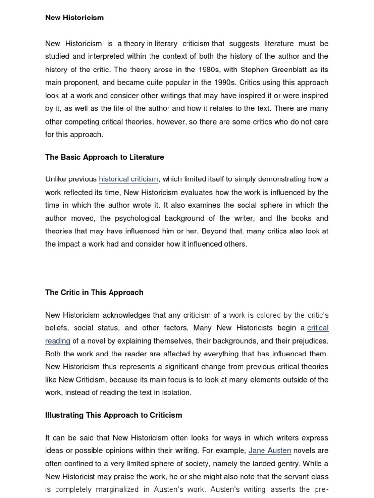 New Historicism | Download Free PDF | Philosophical Movements ...