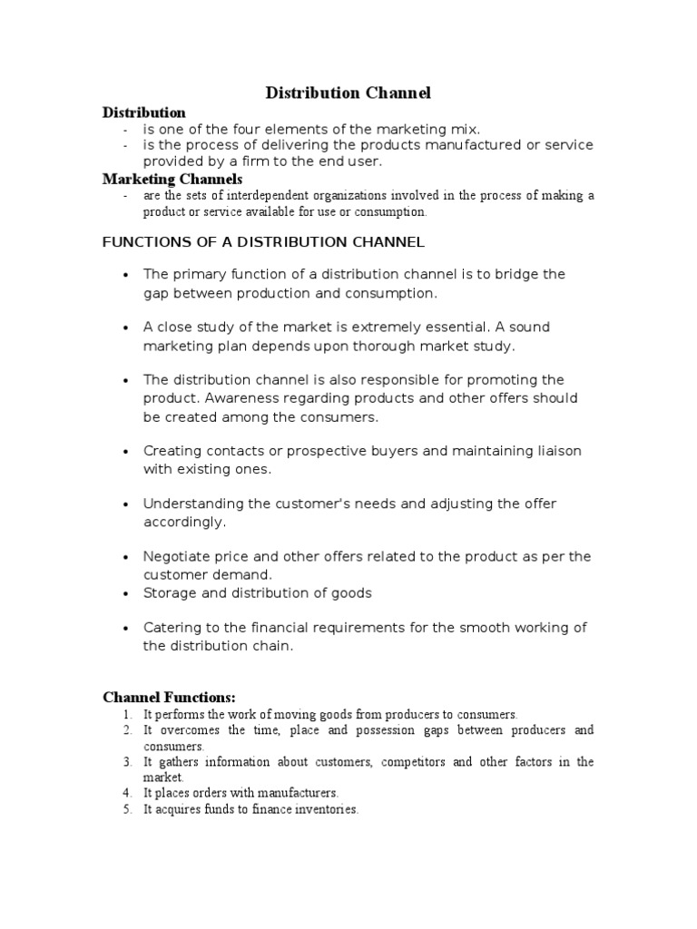 Distribution Channel | PDF | Distribution (Business) | Industries