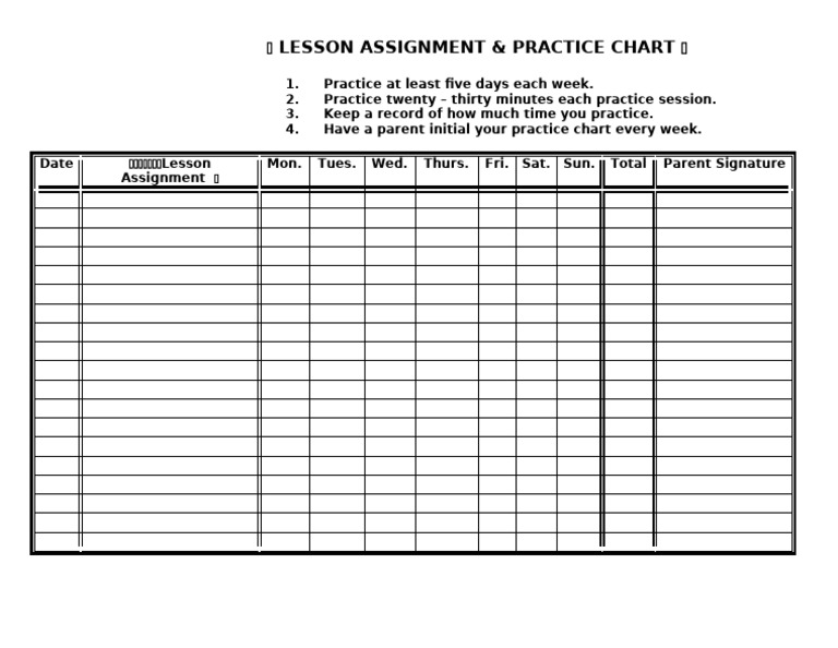Lesson Assignment Practice Chart | PDF | Career & Growth | Language ...