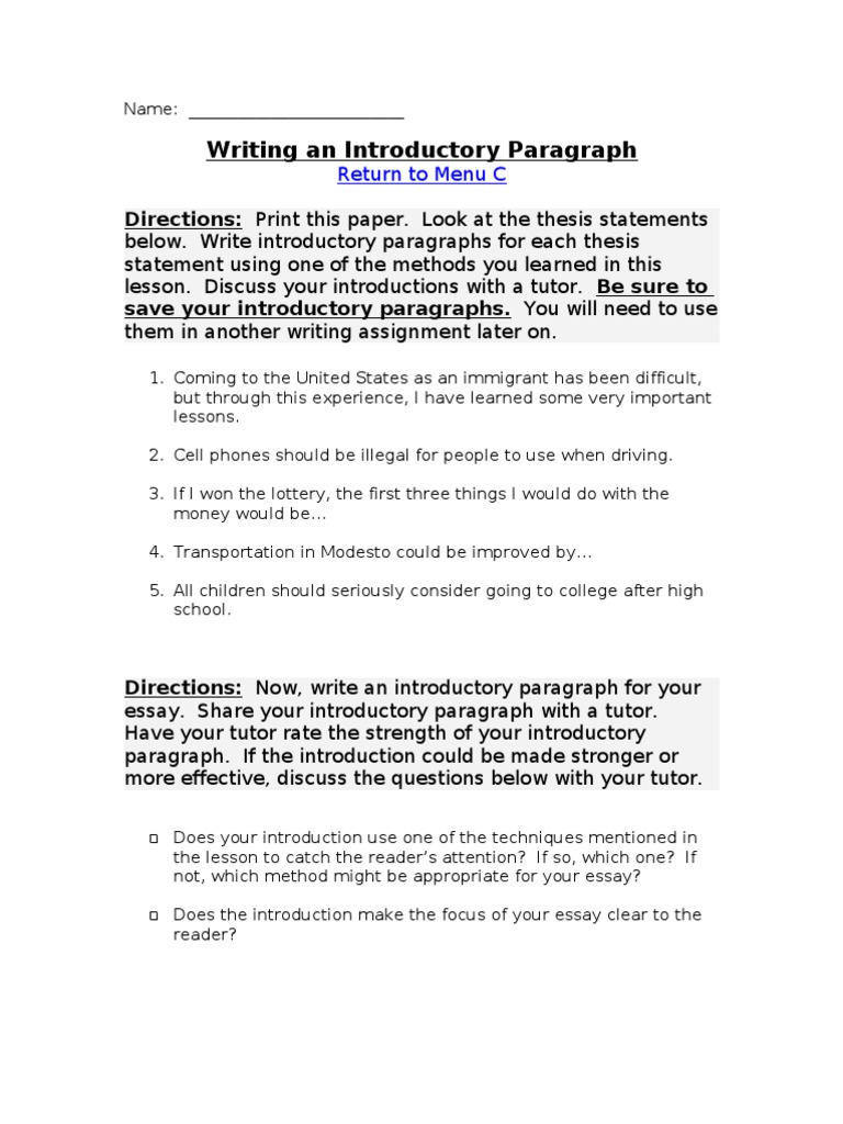 Crafting Effective Introductory Paragraphs | PDF | Career & Growth