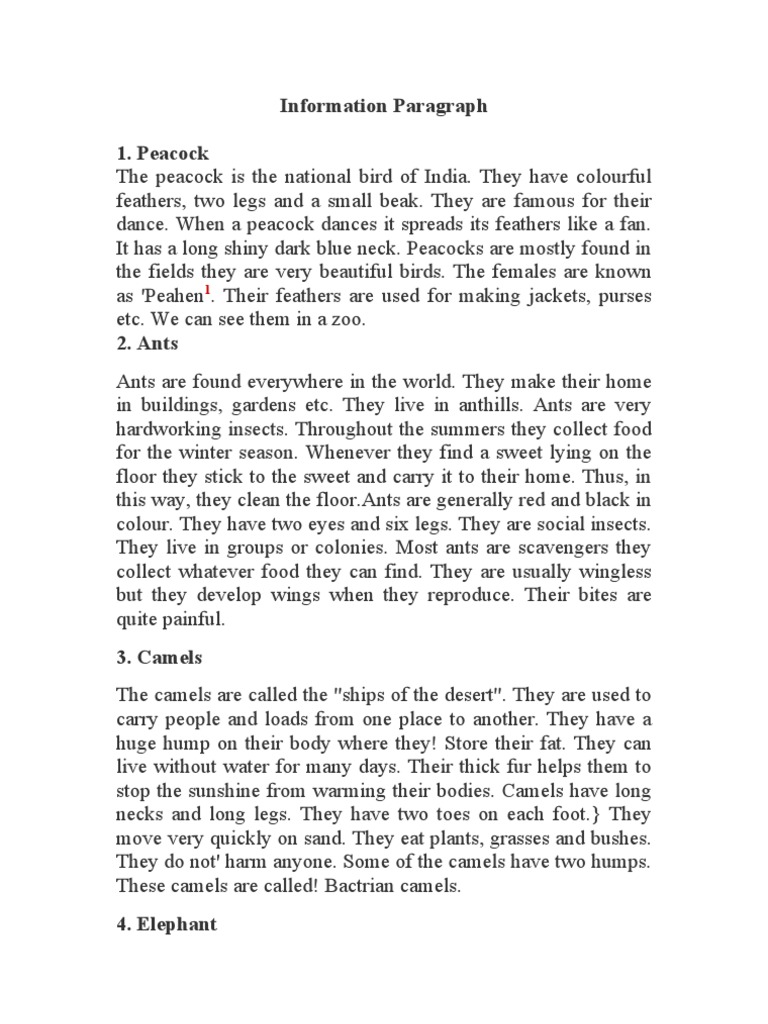 Information Paragraph | PDF | Horses | Elephant