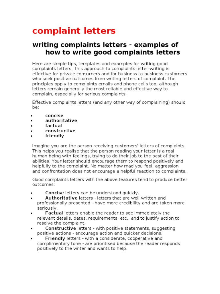 Complaints Letters | Anger | Persuasion