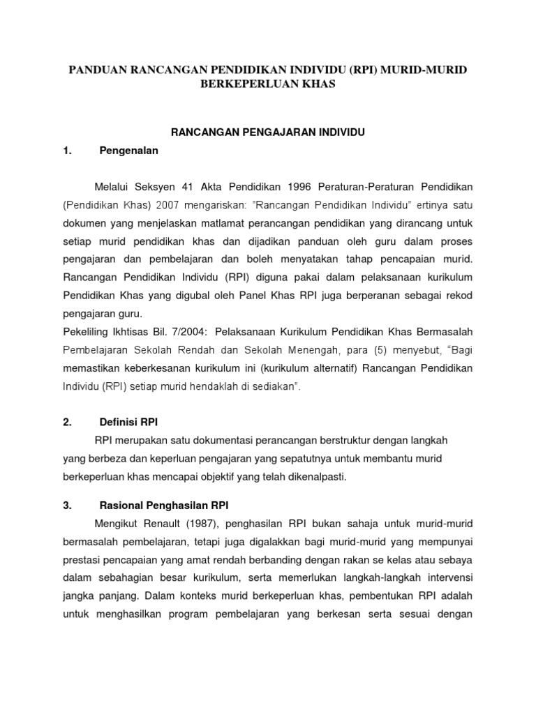 Panduan Rancangan Pendidikan Individu | PDF