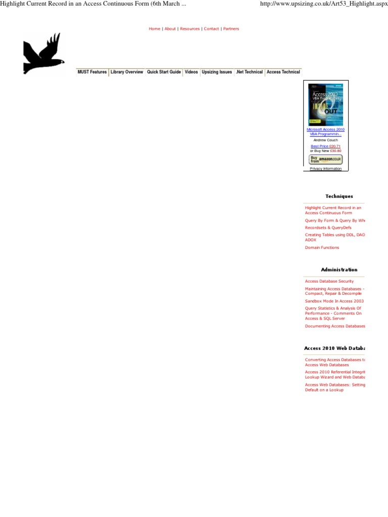 Highlight Record in An Access Continuous Form Using Conditional ...