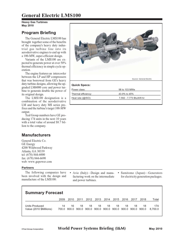 GE LMS100 World Power Briefing Systems (May 2010) PDF | PDF | Gas ...