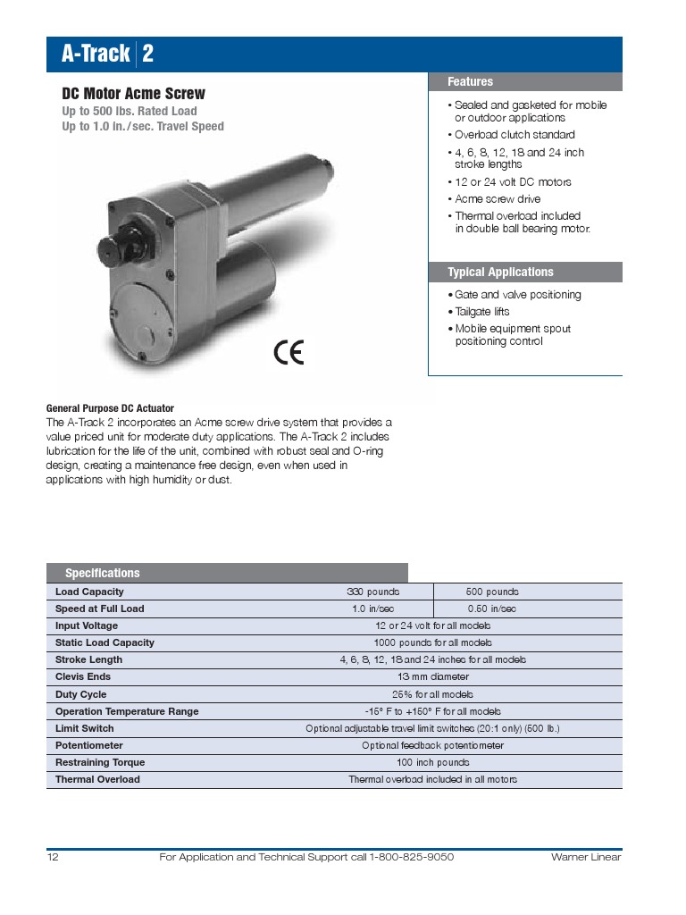 A-Track 2: DC Motor Acme Screw | PDF | Pound (Mass) | Electric Motor