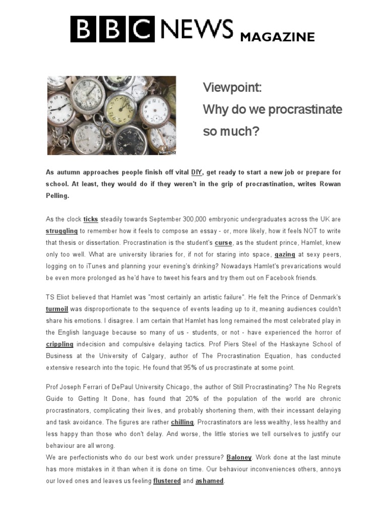 Viewpoint: Why Do We Procrastinate So Much?: Magazine | PDF ...