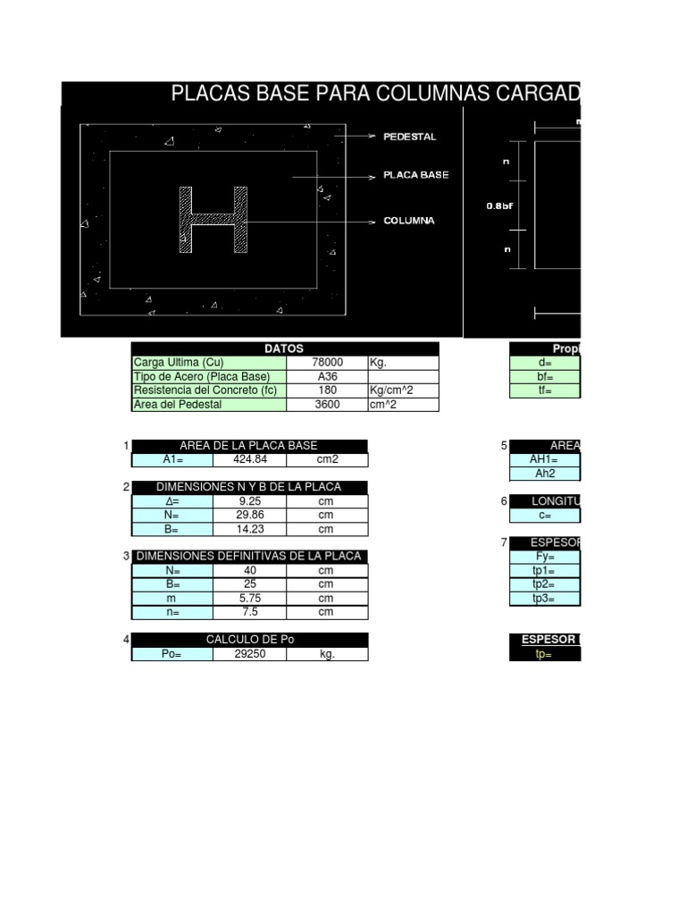 Placas Base Espesor de Placas Bases para Columnas de Acero Cargadas Axialmente Siquiendo El ...
