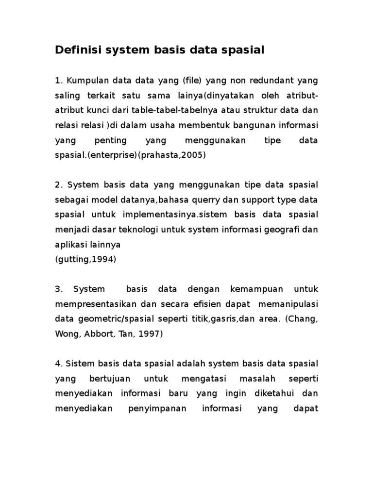 Definisi System Basis Data Spasial | PDF | Sains & Matematika | Teknologi & Rekayasa