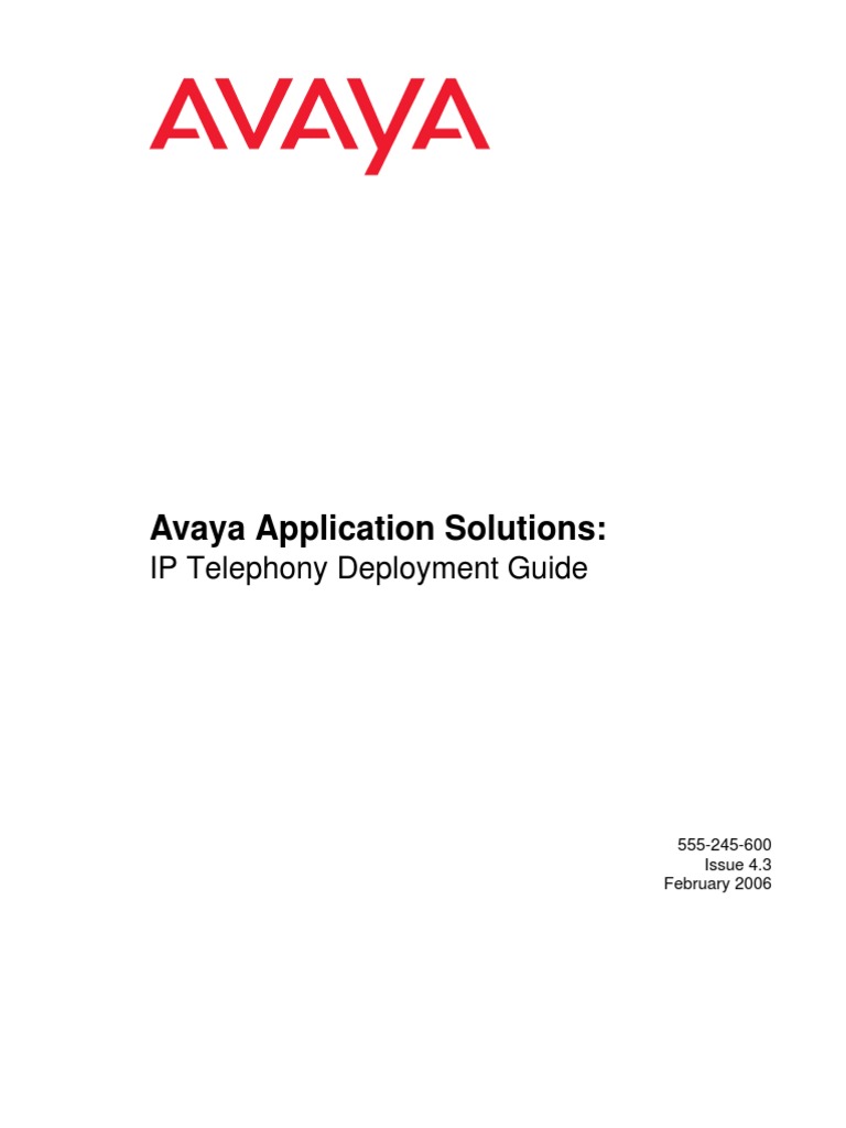 Avaya Application Solutions:: IP Telephony Deployment Guide | PDF ...