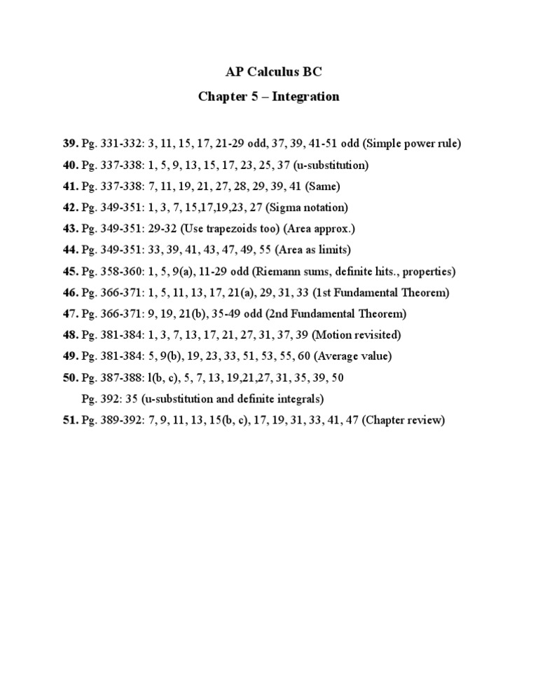 AP Calculus BC Integration Guide | PDF | Teaching Methods & Materials