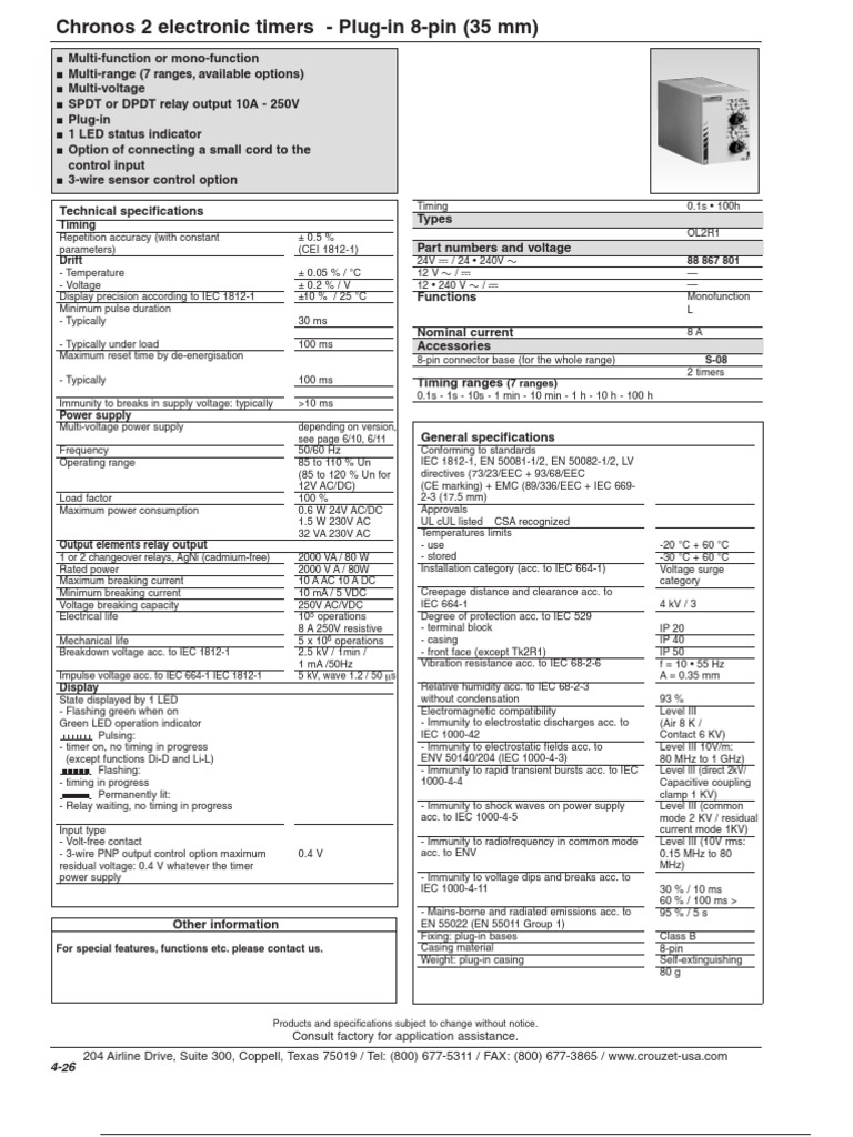 Chronos 2 Electric Timers | PDF | Power Supply | Electromagnetic ...