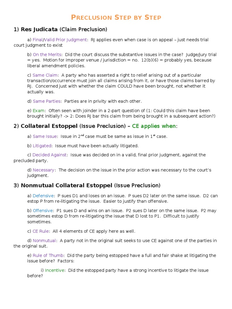 Preclusion Step by Step | PDF