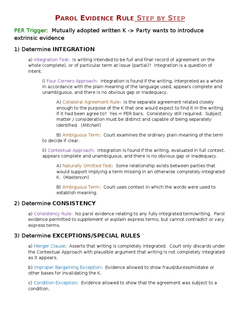 Parol Evidence Rule Step by Step | PDF
