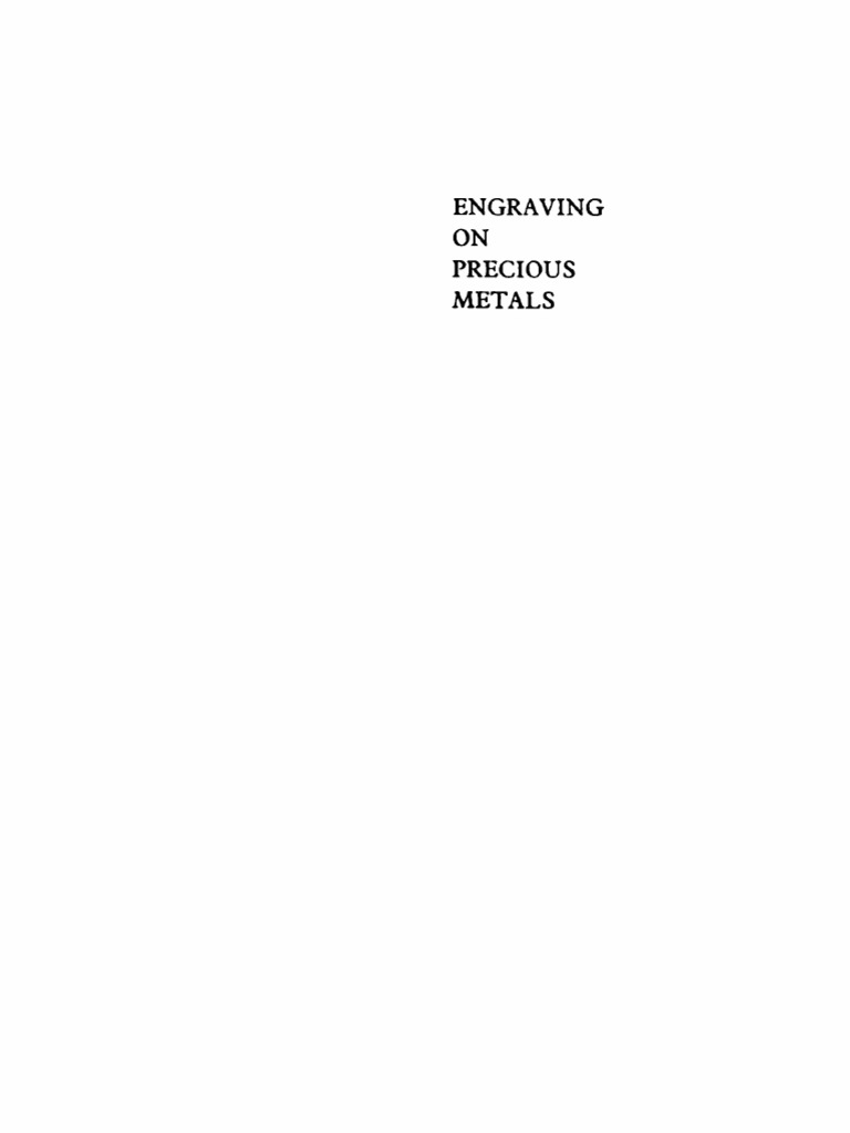 Engraving On Precious Metals | PDF