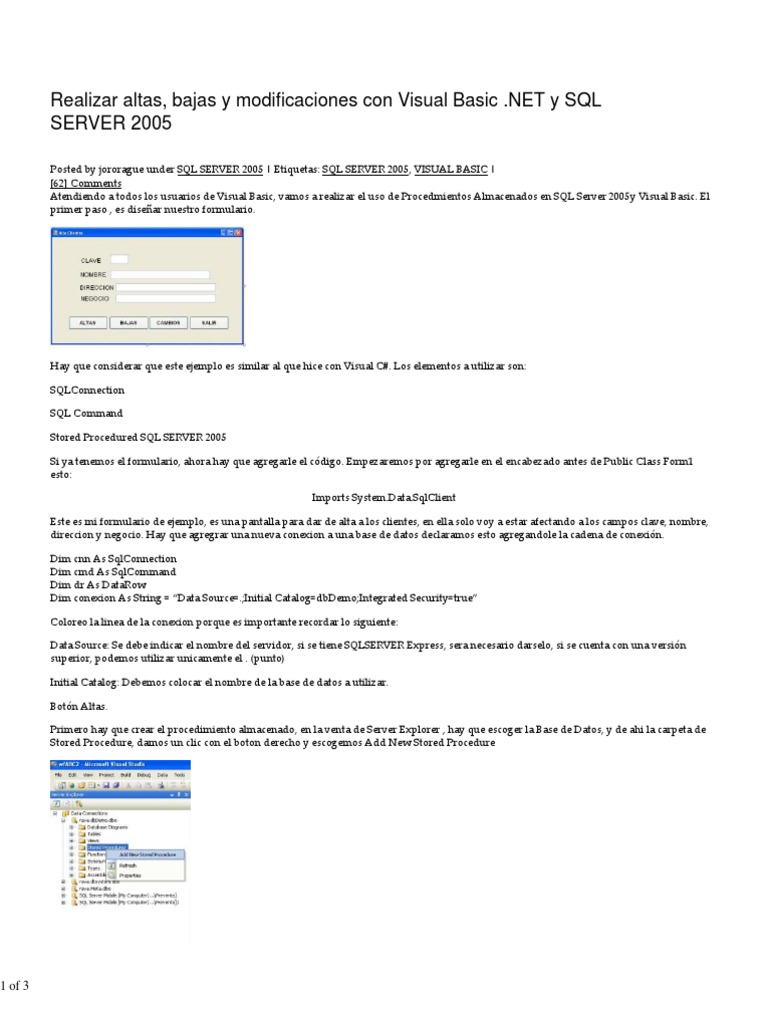 Altas, Bajas y Modificaciones VB.NET | PDF | Básico | SQL