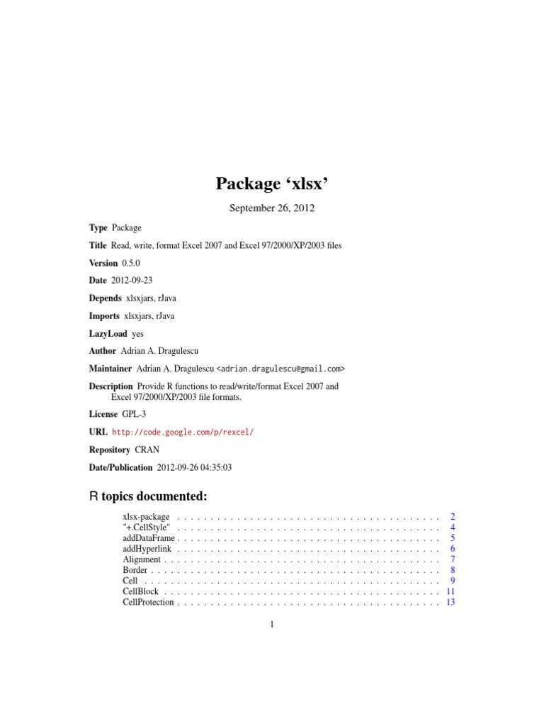 Package | PDF | Microsoft Excel | Parameter (Computer Programming)