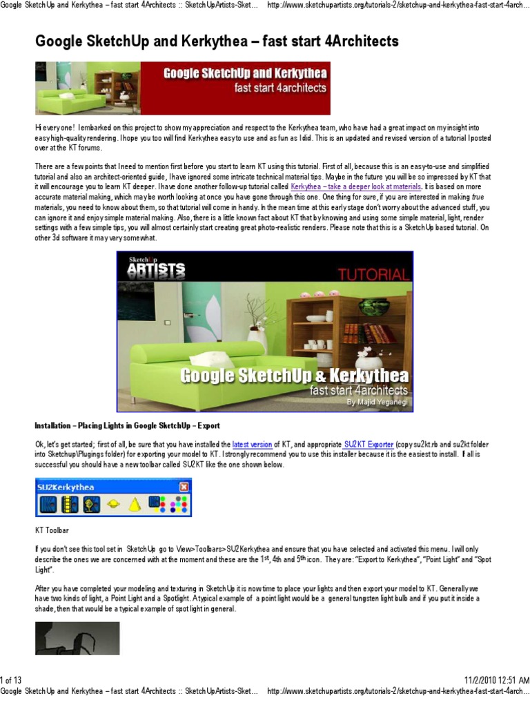SketchUp & Kerkythea Tutorial Guide | PDF
