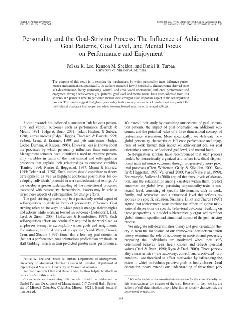 Personality and The Goal-Striving Process: The Influence of Achievement ...