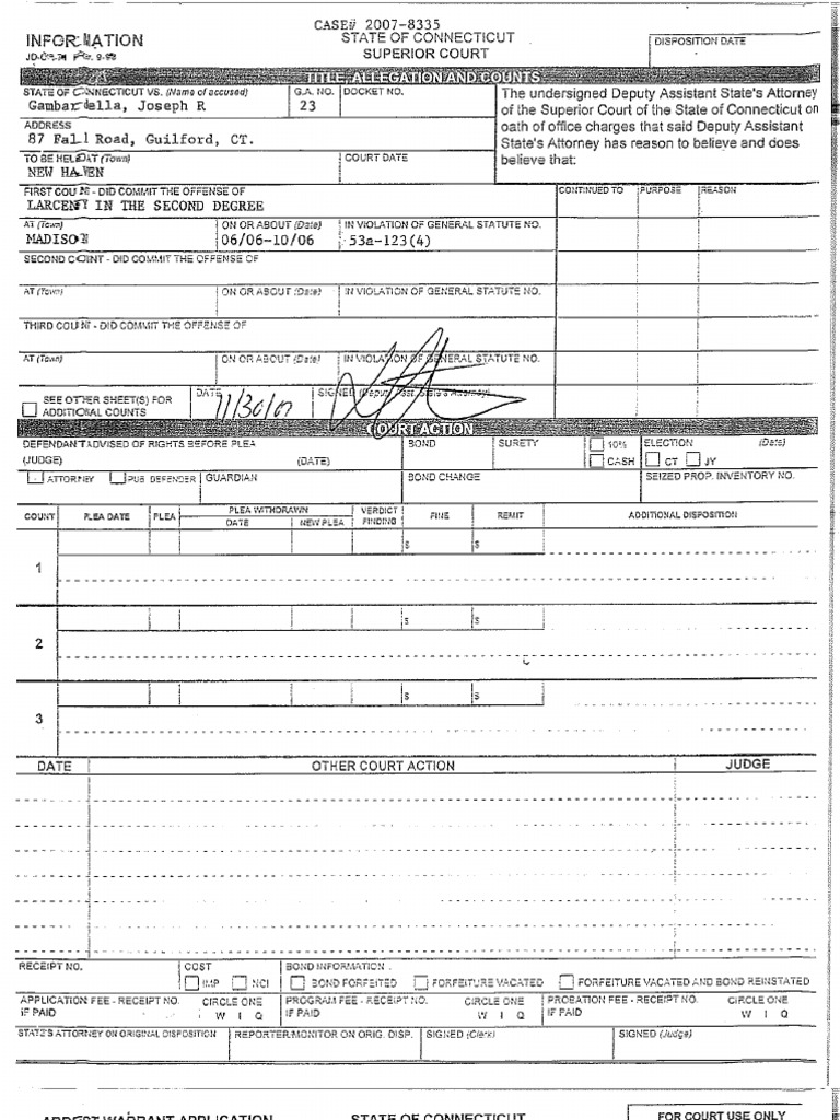 Arrest Warrant Application For Madison Officer Joseph Gambardella | PDF