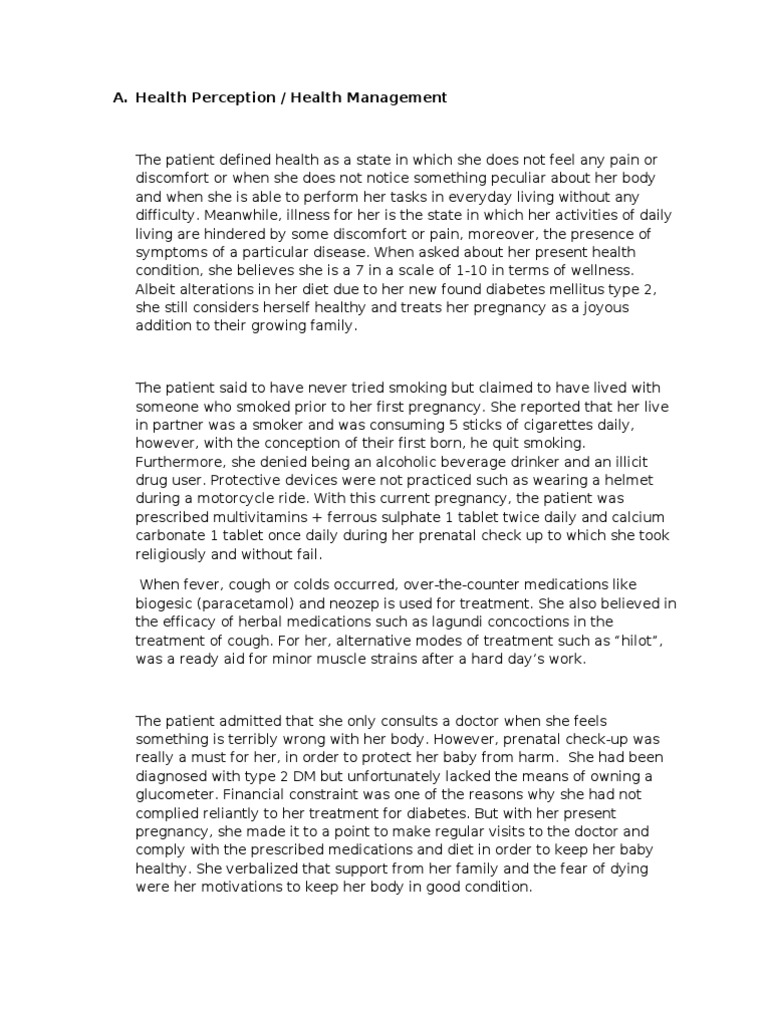 Gordon's Functional Health Pattern Sample | PDF | Foods | Pregnancy