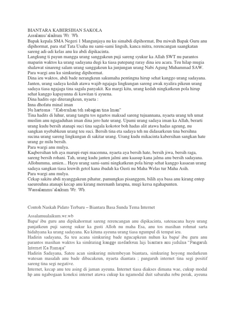 Contoh Pidato Biantara Sunda 4 | PDF