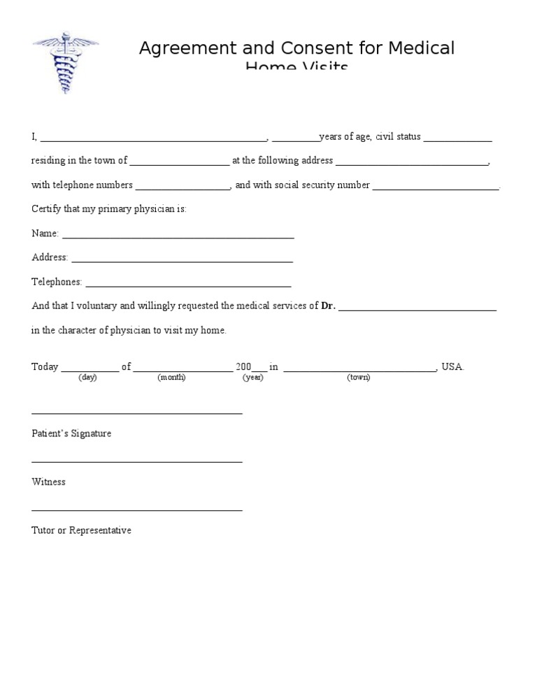 Medical Home Visit Consent Form | PDF | Law