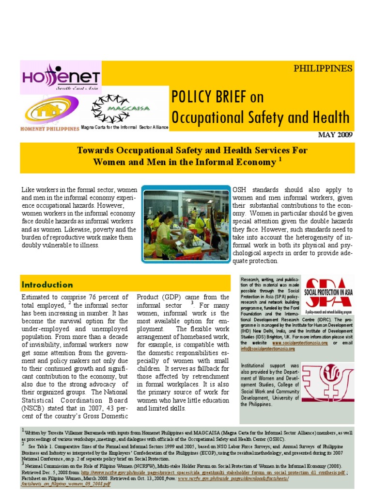 Occupational Health and Safety Philippines | PDF | Informal Sector ...