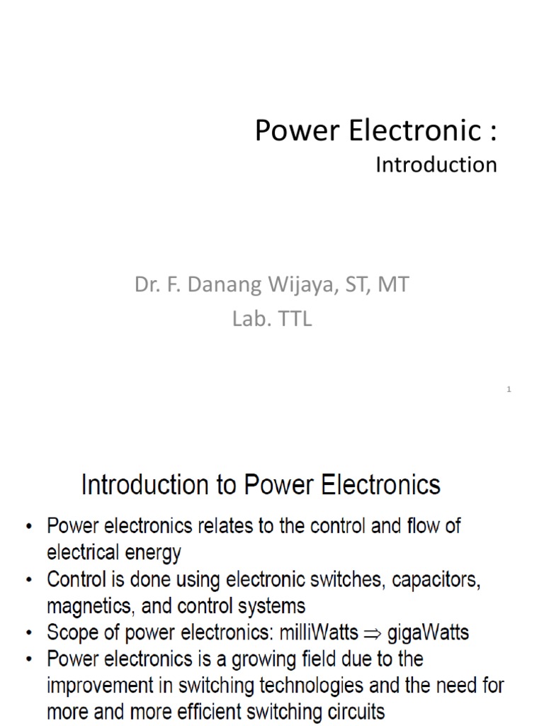 Power Electronics Overview by Dr. Wijaya | PDF | Power Electronics ...