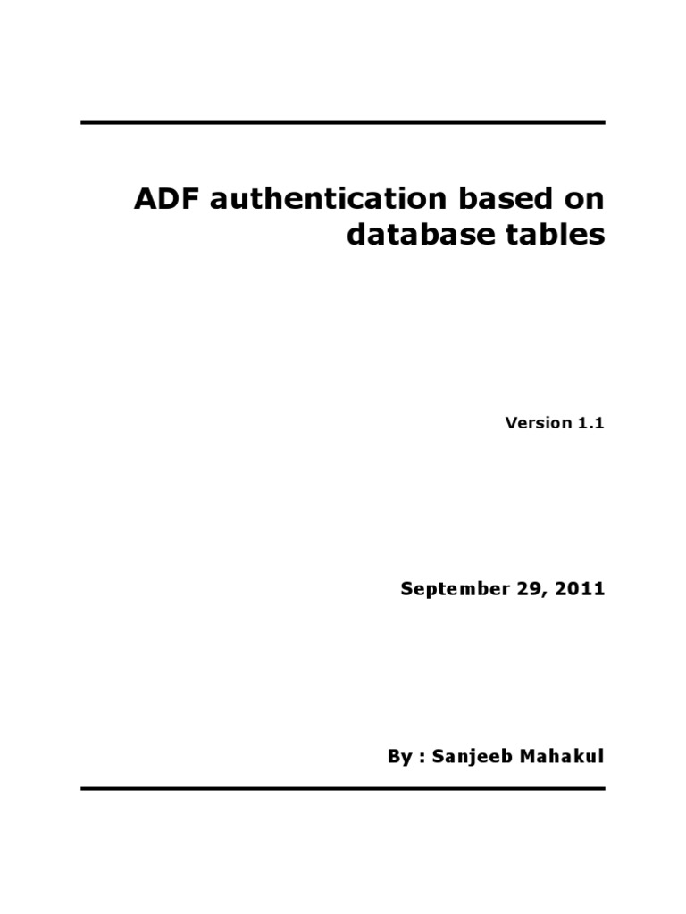 ADF Database Table Authentication Guide | PDF | Sql | Databases