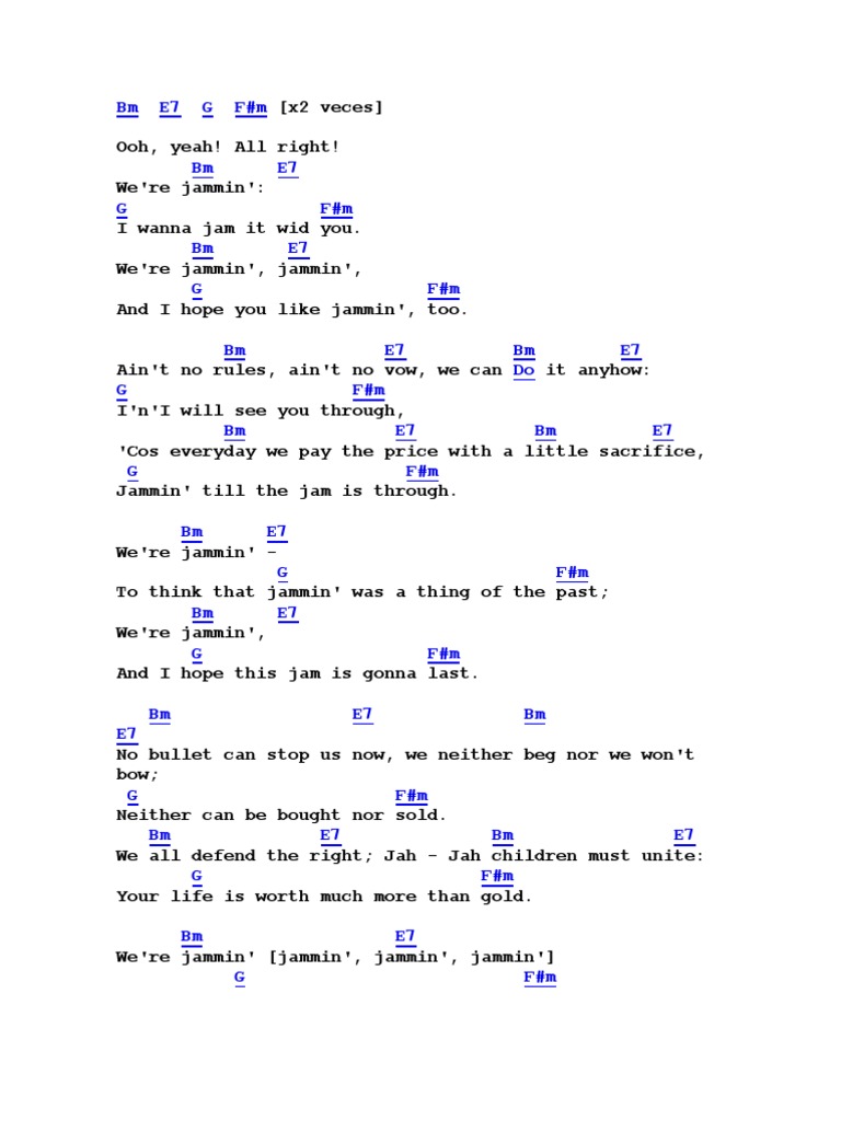 Jammin' Song Lyrics and Chords | PDF
