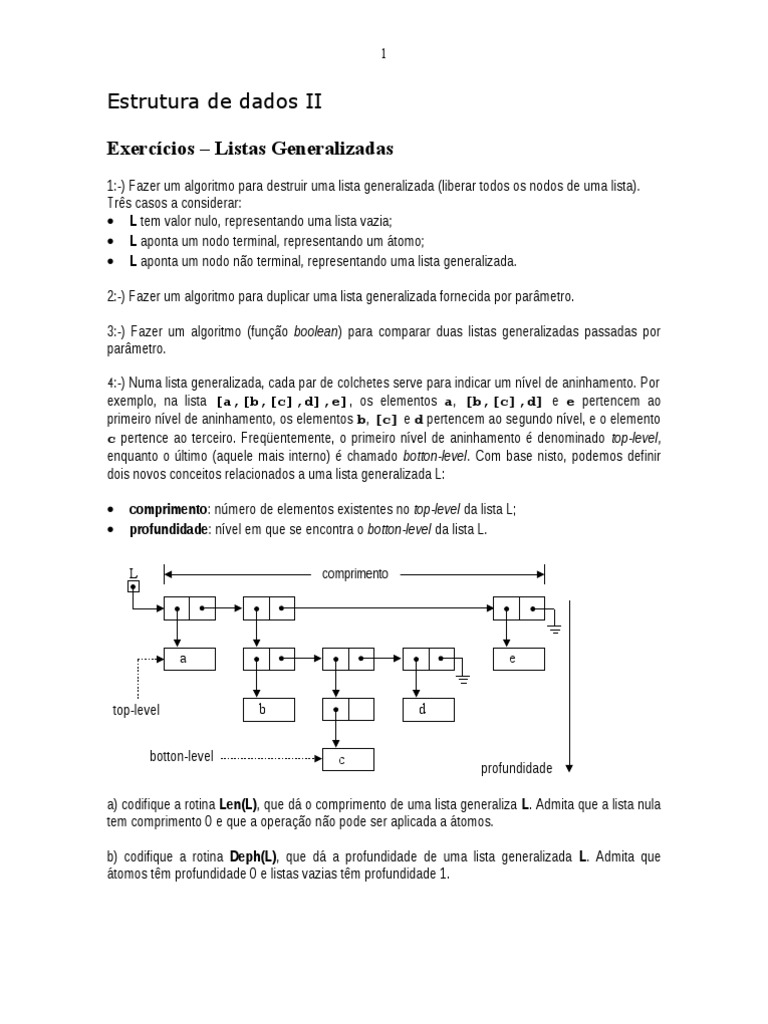 Exercicios - Listas Generalizadas | PDF | Métodos e Materiais de Ensino ...