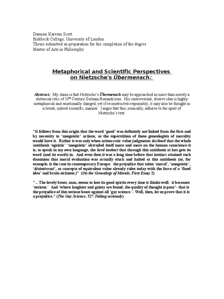 Nietzsche's Übermensch Explored | PDF | Philosophy