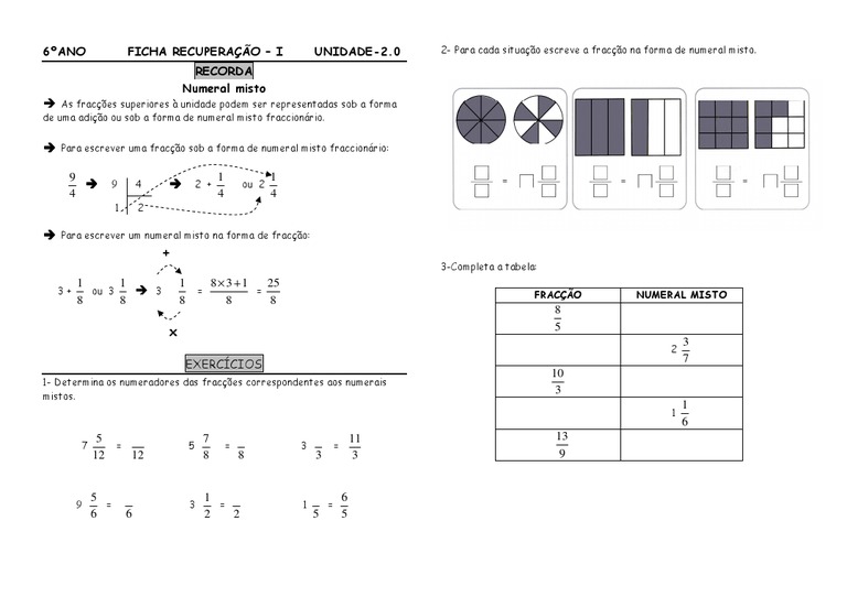 Numeral Misto - 5º Ano PDF | PDF