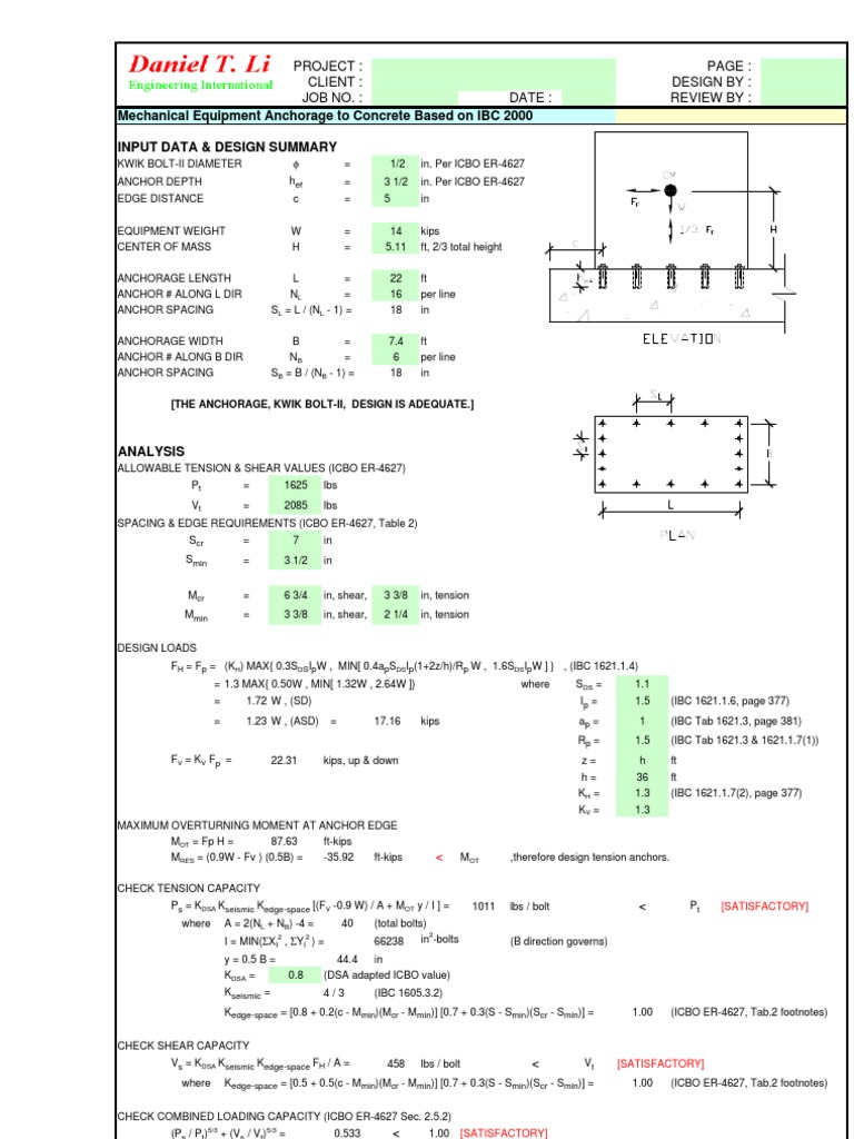 Mechanical Anchorage Design Summary | PDF