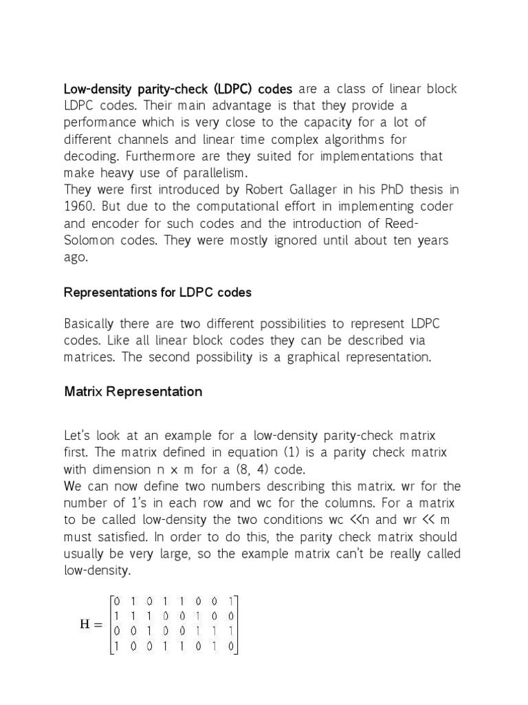Seminar Report On Low Density Parity Check Codes Pdf Low Density Parity Check Code Forward