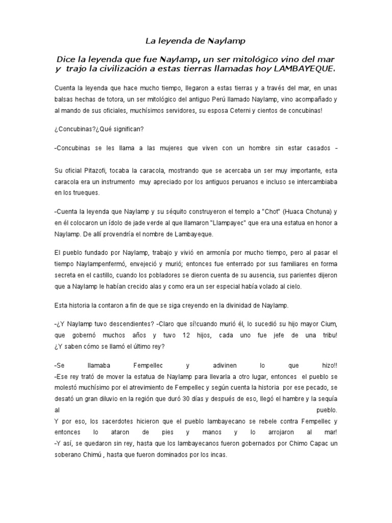 Leyenda de Naylamp: Mito y Civilización | PDF | Imperio Inca
