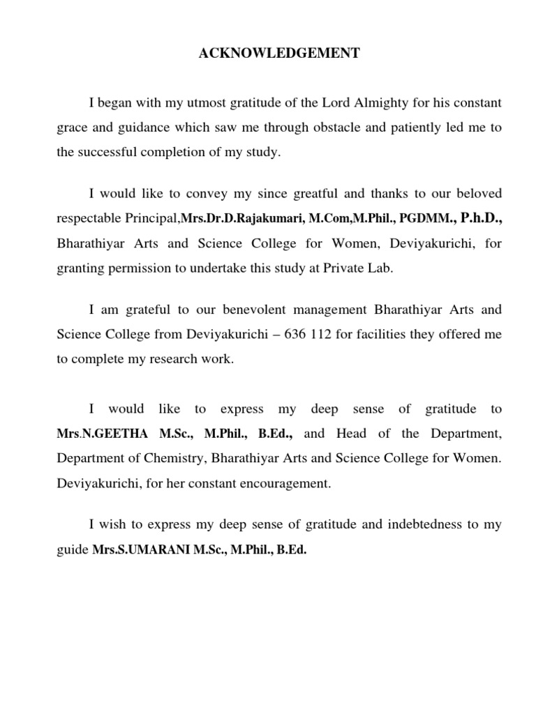 Acknowledgement | PDF | Thesis | Master Of Science