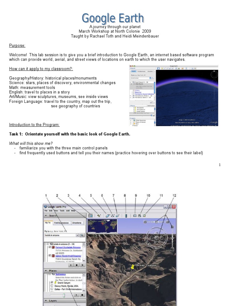Google Earth Worksheet | PDF | Double Click | Map