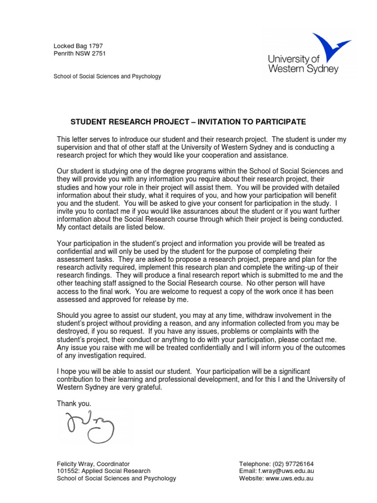 Felicity Student Support Letter | PDF | Social Research | Social Science