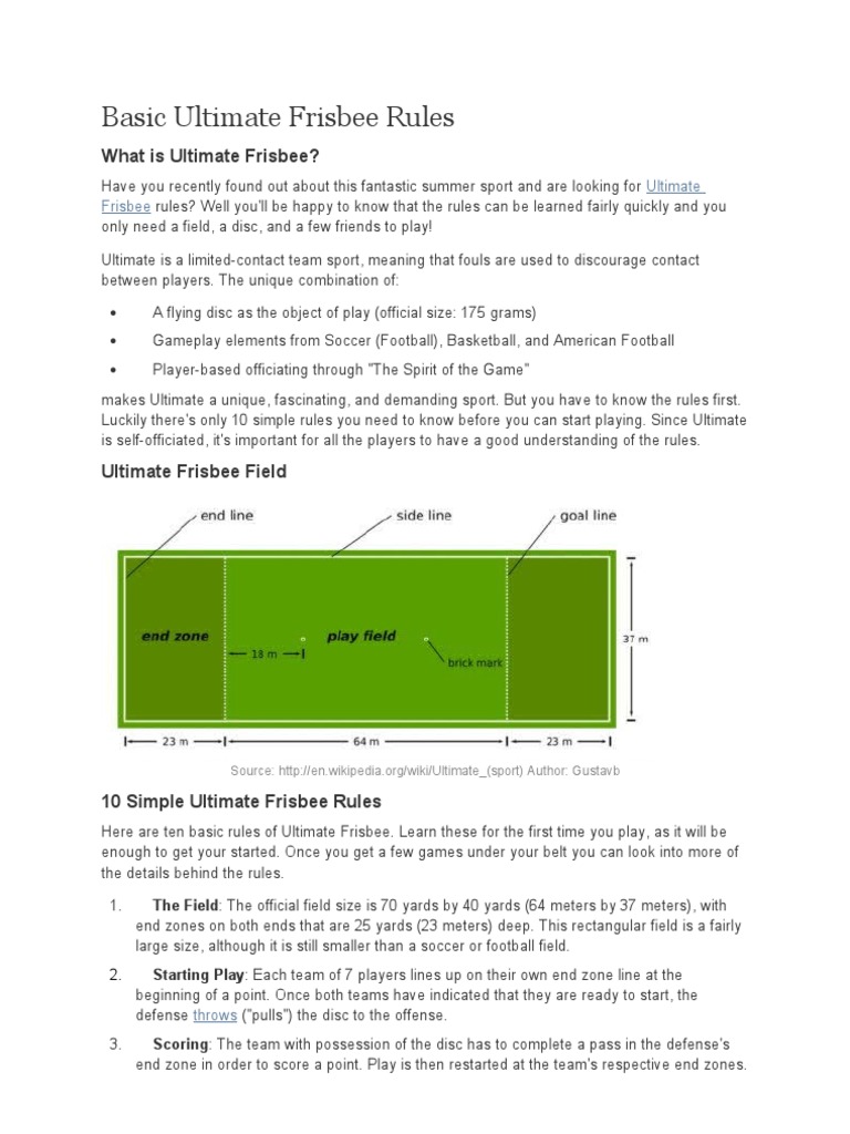 Basic Ultimate Frisbee Rules | PDF | Team Sports | Sports