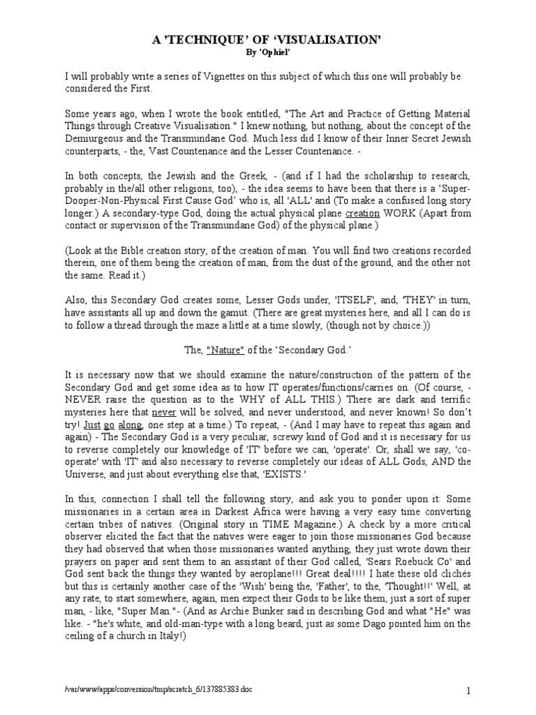 46 Ophiel 'A Technique of Visualisation' | PDF | Genesis Creation ...