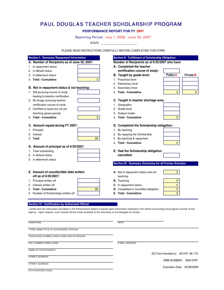 Paul Douglas Teacher Scholarship Report 2007 | PDF