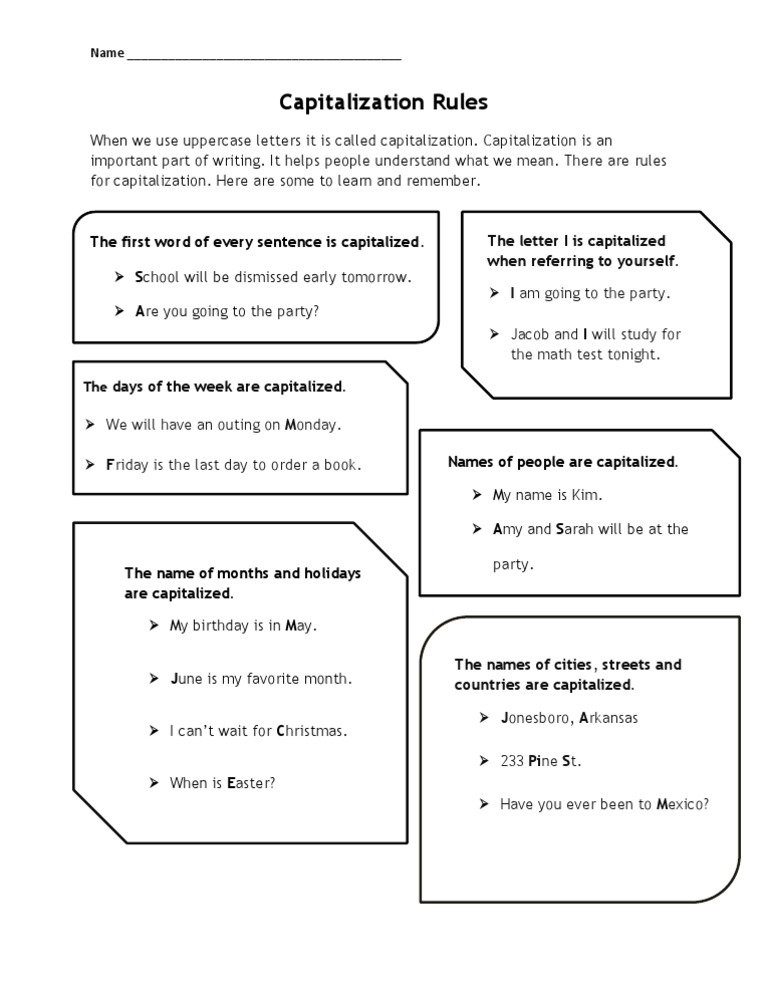 Capitalization Rules Guide | PDF | Language Arts & Discipline