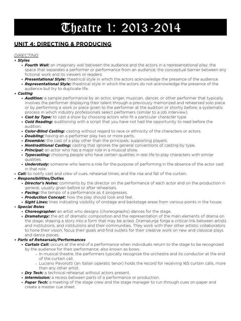 Unit 4 Plan | PDF | Audition | Actor