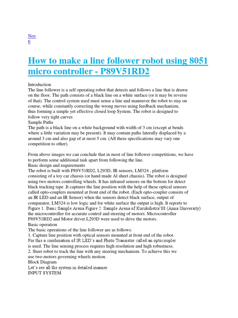 Line Follower Robot Using 8051 Micro Controller | PDF | Electric Motor ...