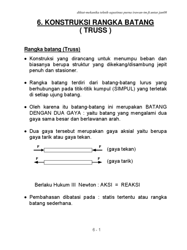 Bab 6 Rangka Batang Metode Titik Simpul | PDF | Sains & Matematika